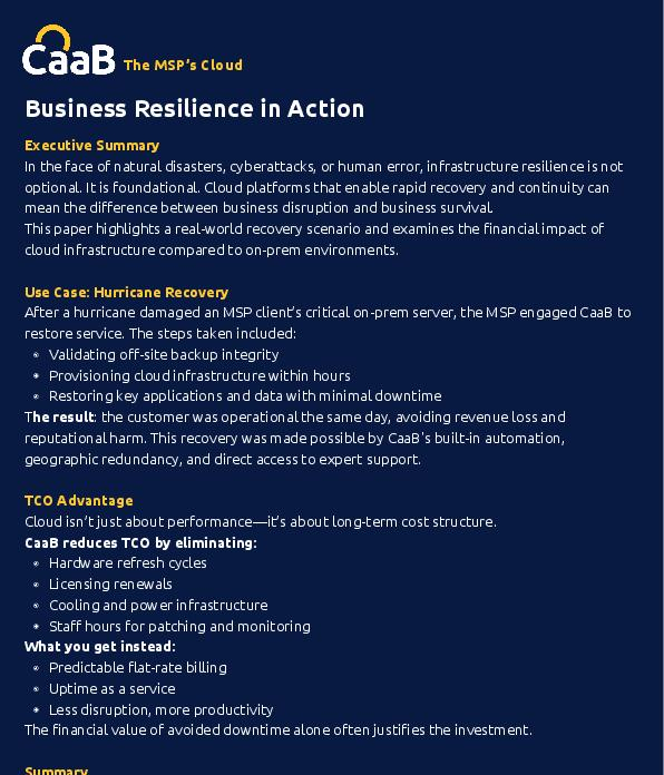 Business Resilience in Action with CaaB | Computer Age
